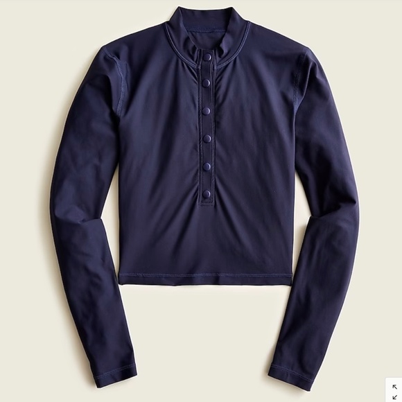 J. Crew | Swim | Jcrew Long Sleeve Cropped Rash Guard With Snaps | Poshmark